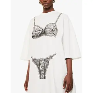 Vaquera Lingerie Trompe L'Oeil T-Shirt Dress - Off White